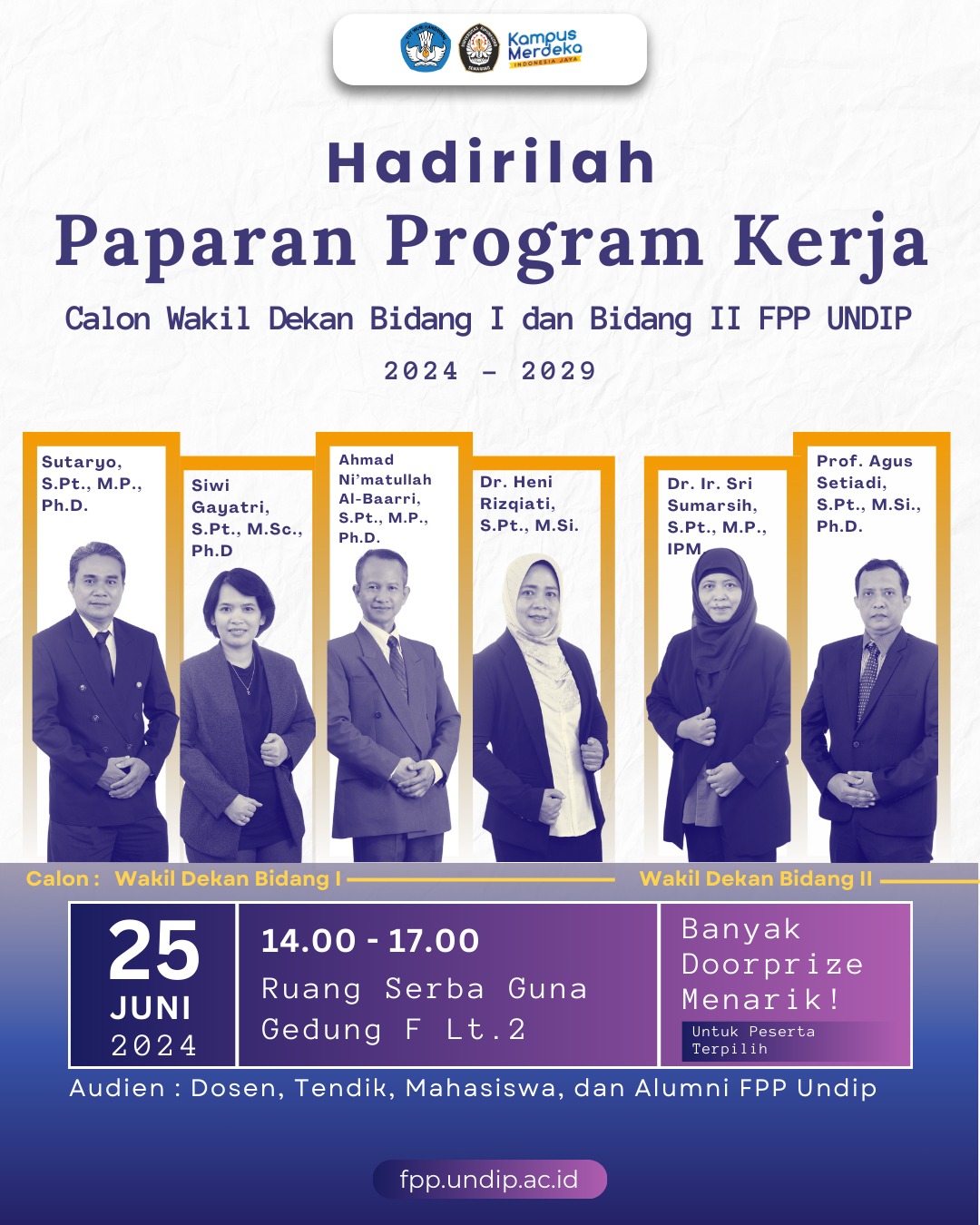 Paparan Calon Wakil Dekan FPP Undip - Teknologi Pangan FPP Undip